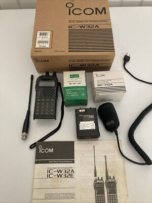 iCOM IC-W32A Handheld Radio Dual Band VHF/UHF Transceiver + Accessories ...