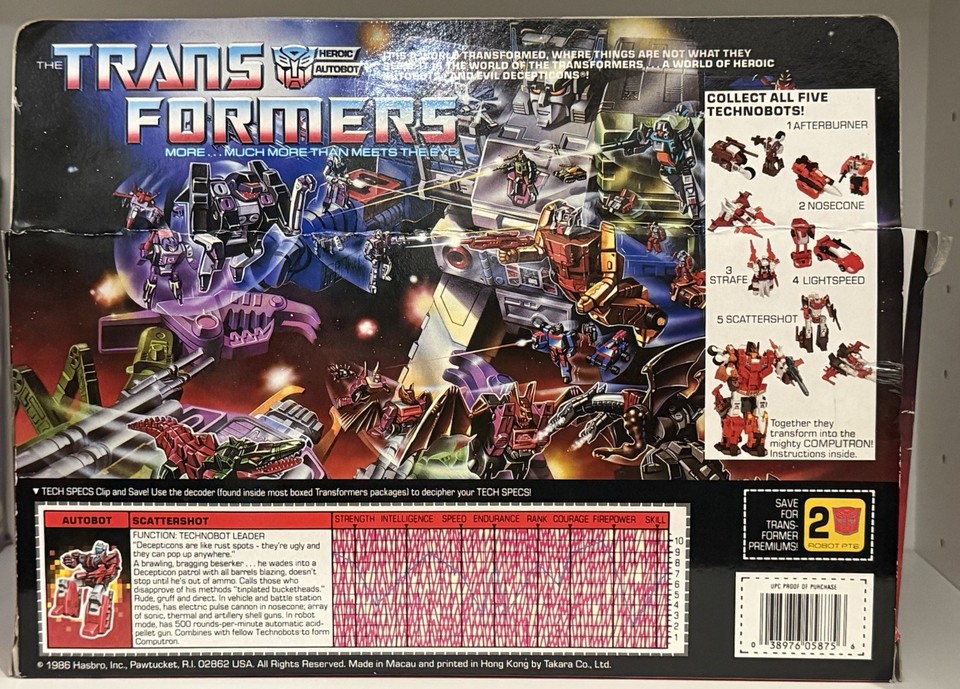 Scattershot COMPLETE with BOX and INSERT Vintage 1987 G1 Transformers ...