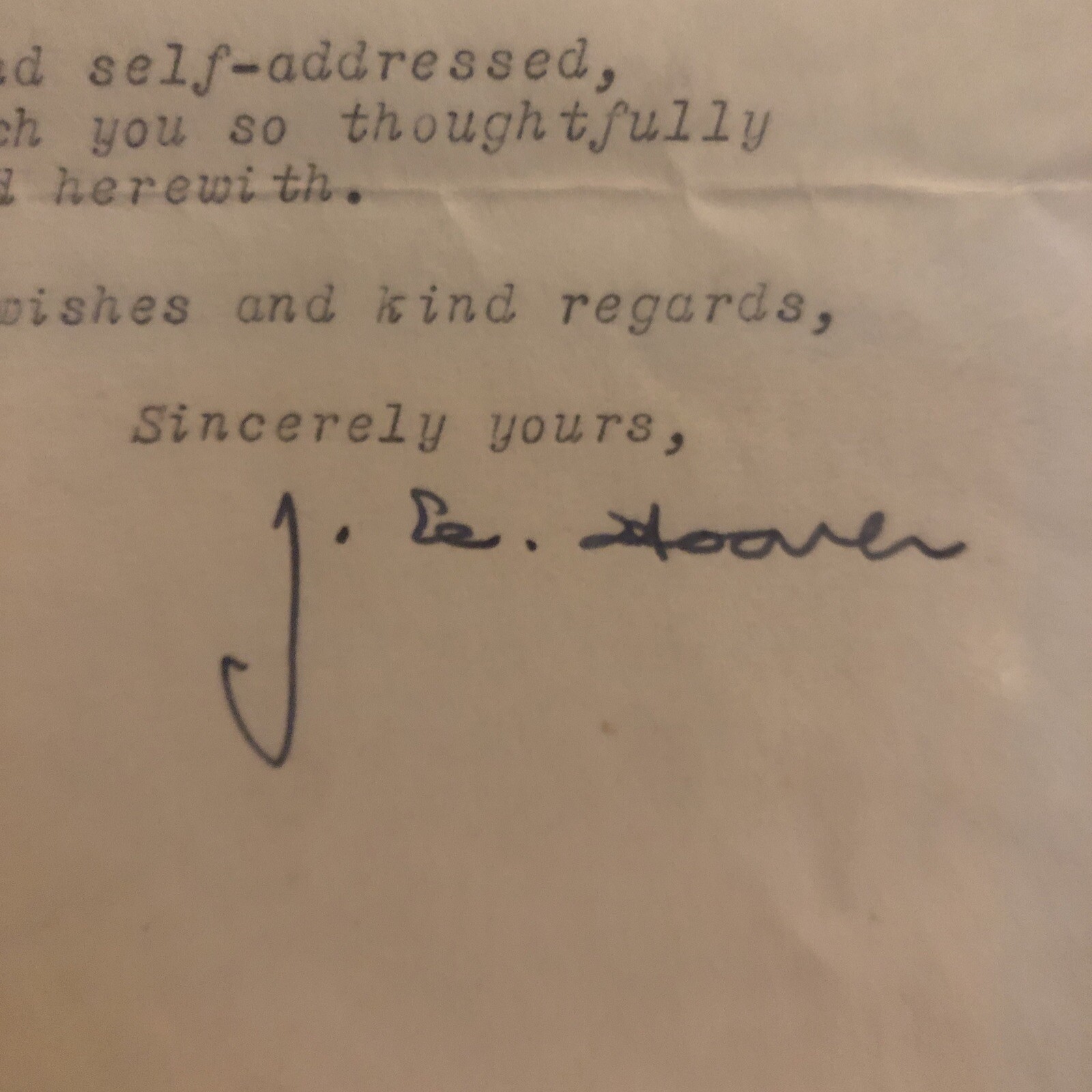 1940 J. Edgar Hoover Hand Signed FBI Letterhead Letter With C.O.A. | eBay