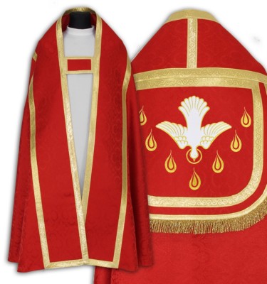 Red Roman Cope with stole Holy Spirit KT-C25h24 Capa pluvial Roja ...