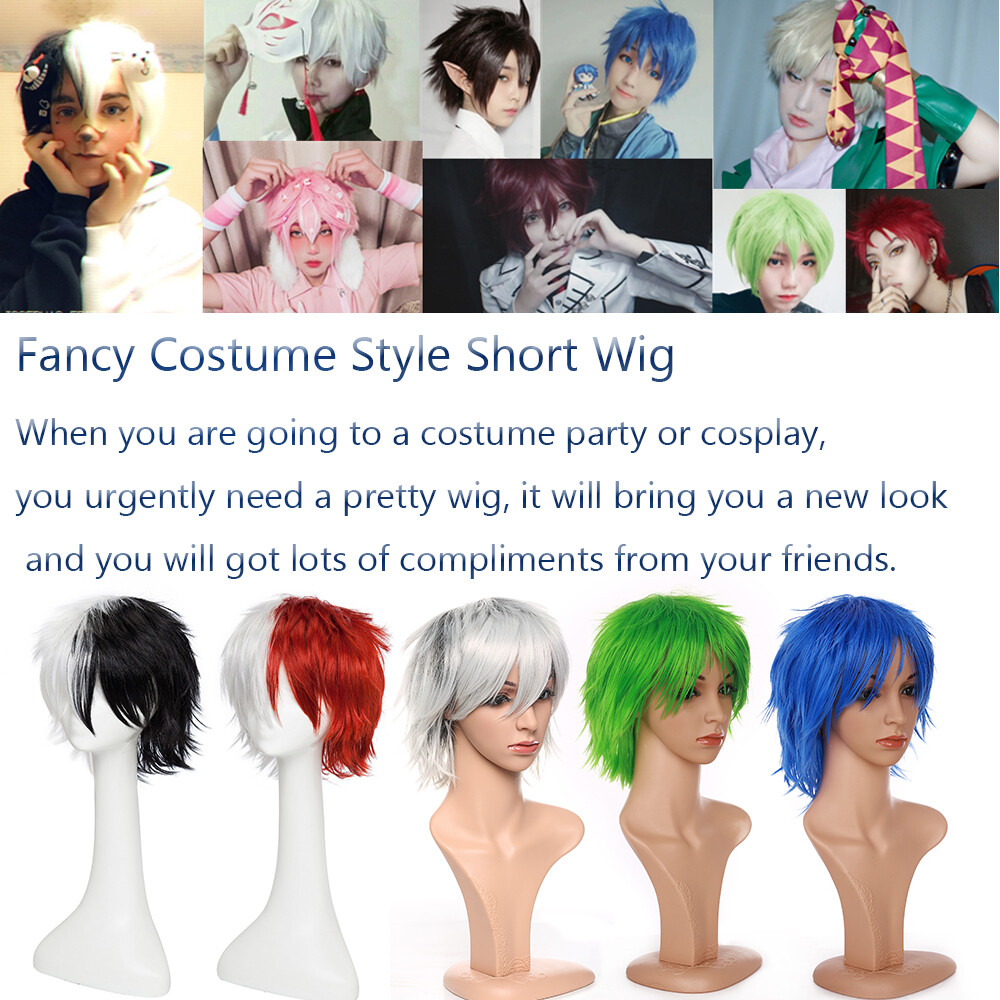 Unisex Short Cosplay Full Wigs Natural Layer Straight Hair Anime ...
