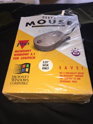 NEW Dexxa Mouse PLUS Microsoft Windows 3.1 Manual & 5.25 Disks Logitech ...