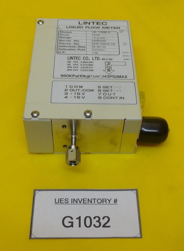 Lintec LM-1100M-8 Liquid Flow Meter LFM AMAT 3030-04916-DR 1.5g/min ...