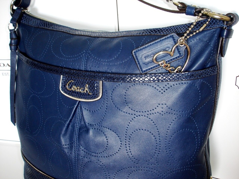 Authentic Coach Park Elevated Leather Duffle Denim Bag F19739 Blue | eBay