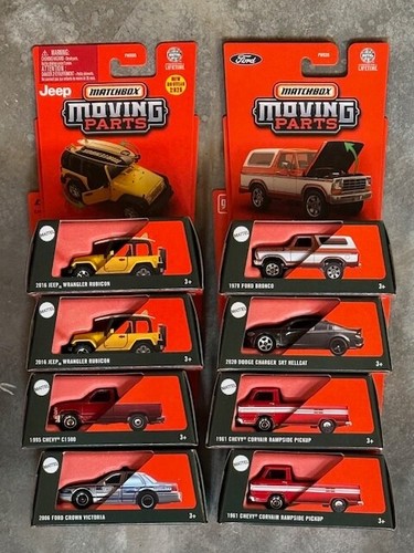 MATCHBOX Moving Parts 2025 SET OF 8 CARS RELEASE C CASE BRONCO JEEP ...