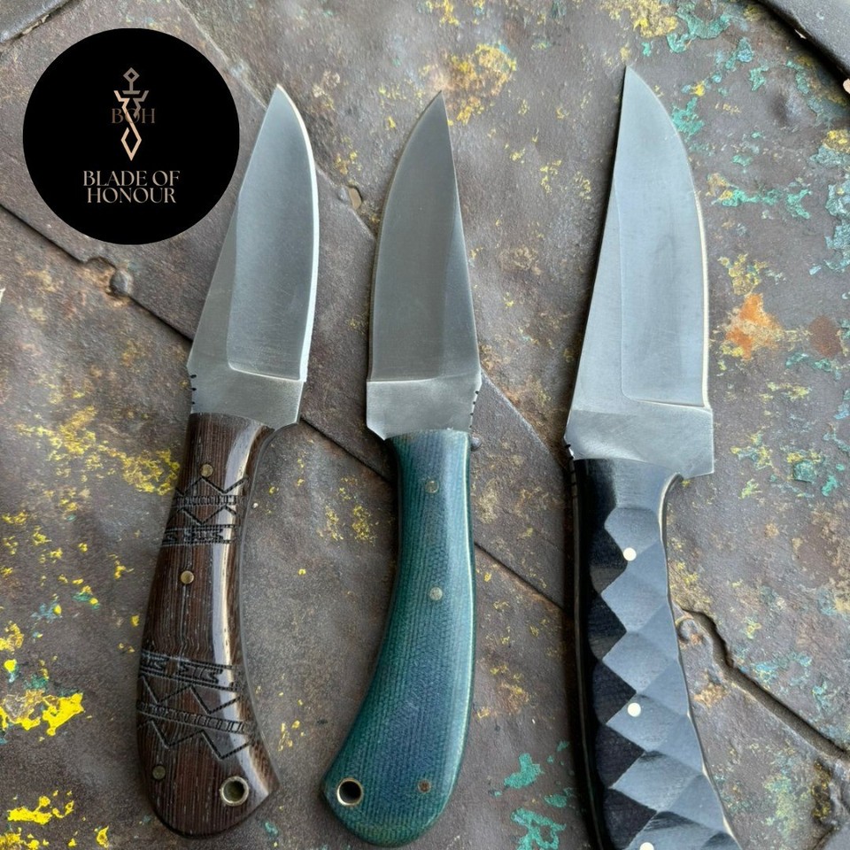 3pcs-CUSTOM HANDMADE D2 TOOL STEEL HUNTING SKINNER SET COMBAT SKINNER W ...
