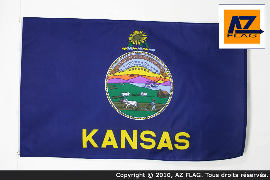 KANSAS FLAG 3' x 5' - US STATE OF KANSAS FLAGS 90 x 150 cm - BANNER 3x5 ...