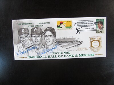 1994 Phil Rizzuto & Steve Carlton Autograph Hall of Fame Induction ...