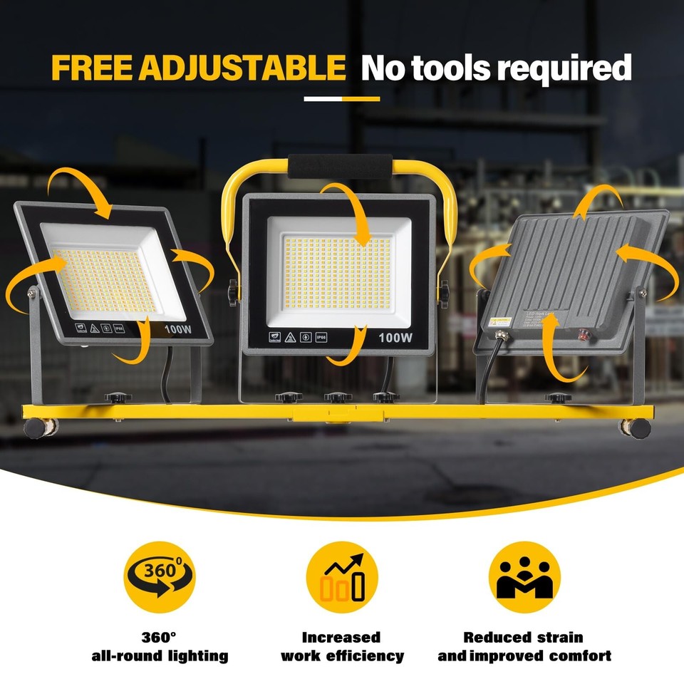 31000 Lumen LED Work Lights with Stand, Portable 3 Head Work Lights ...