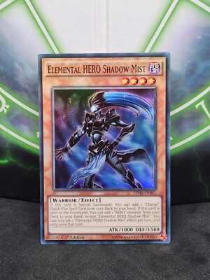 Yugioh Elemental HERO Shadow Mist SDHS-EN001 Super Rare 1st Edition NM ...