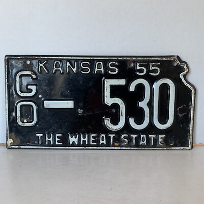 1955 Kansas License Plate 530 Gove County GO Collector Man Cave Garage ...