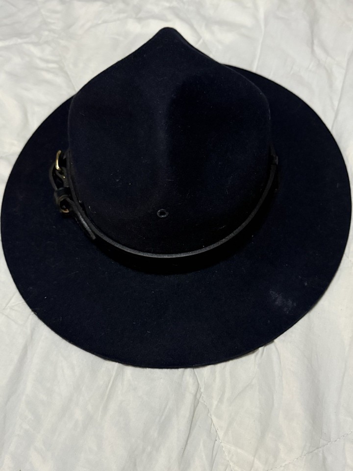 Stratton Unisex black Hat wide brim cowboy /trooper hat. Side buckle ...