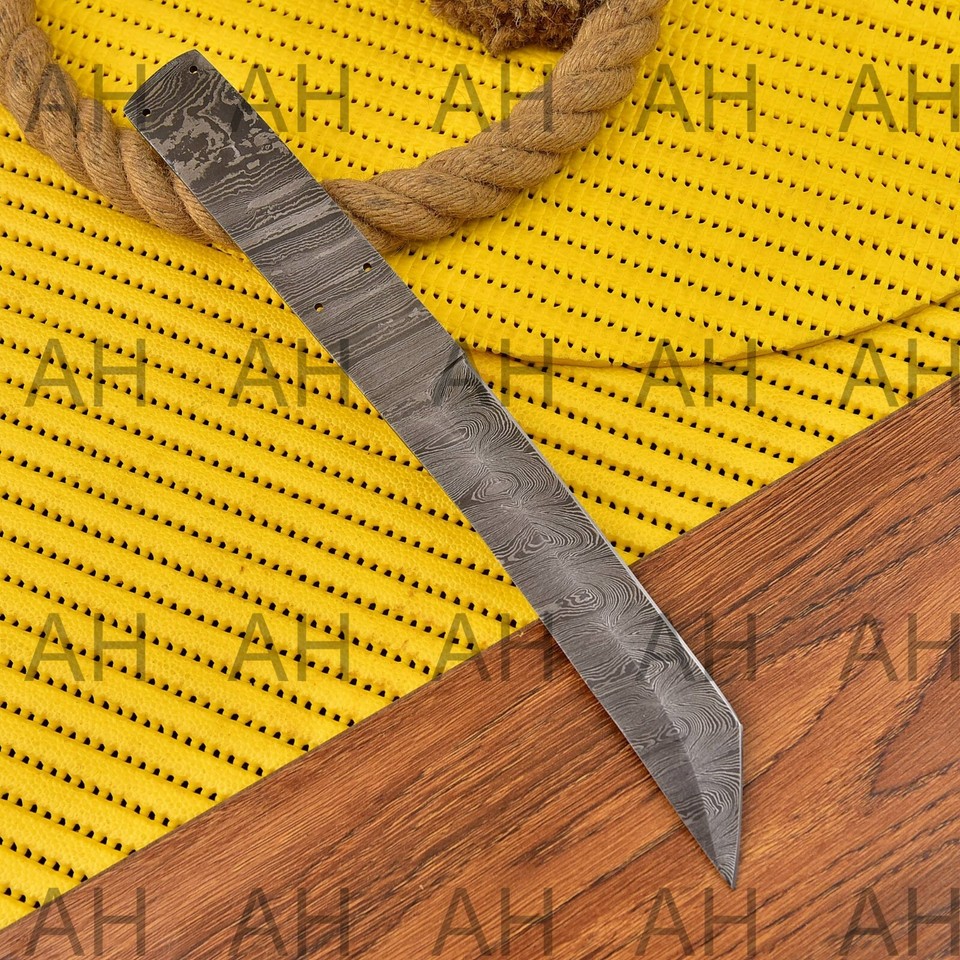 HAND FORGED DAMASCUS STEEL TANTO HUNTING BLANK BLADE KNIFE FULL TANG AH ...