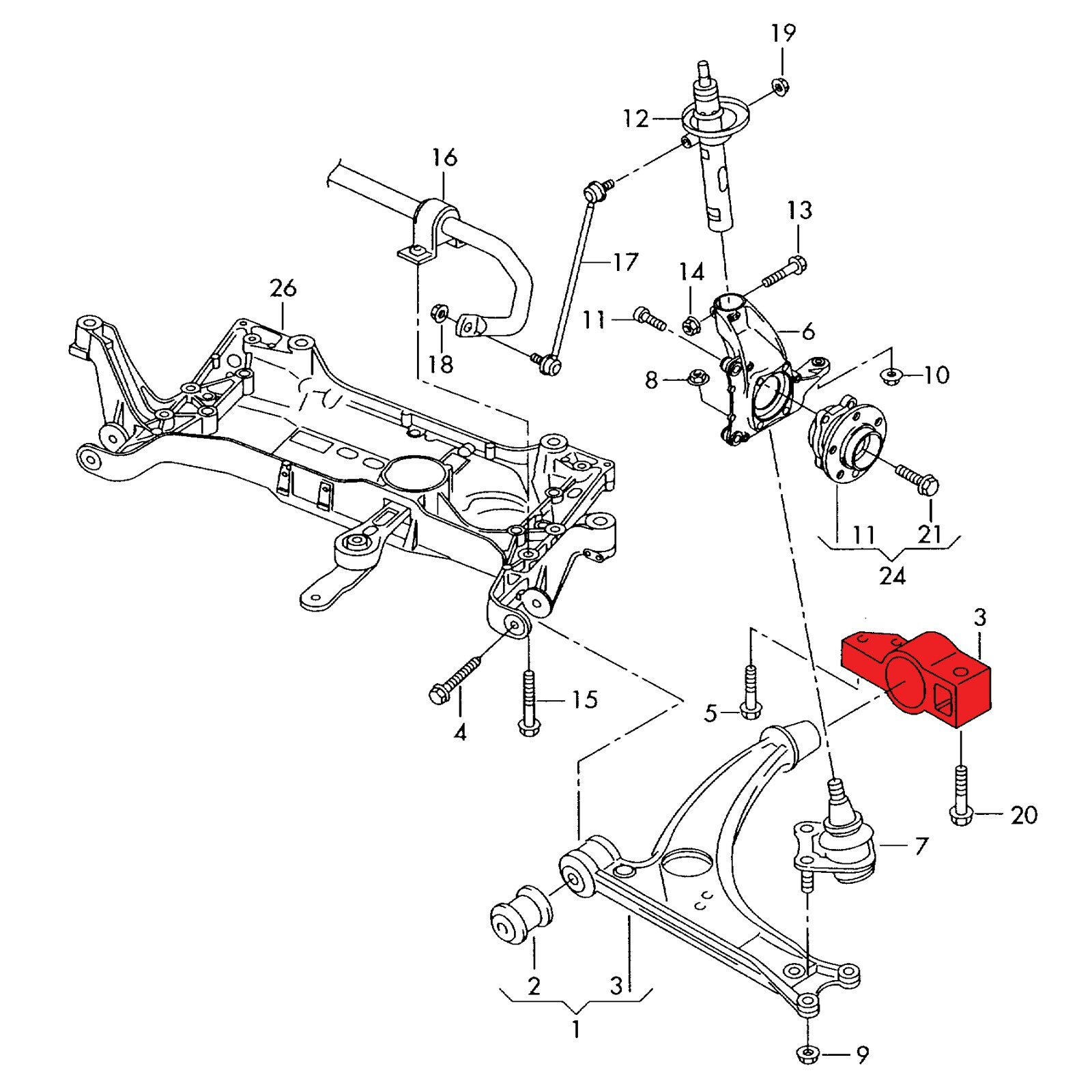 FRONT LOWER WISHBONE CONTROL ARM REAR BUSH FOR Q3 ALHAMBRA PASSAT ...