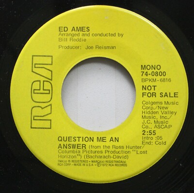 Pop Promo 45 Ed Ames - Question Me An Answer / Lost Horizon On Rca | eBay