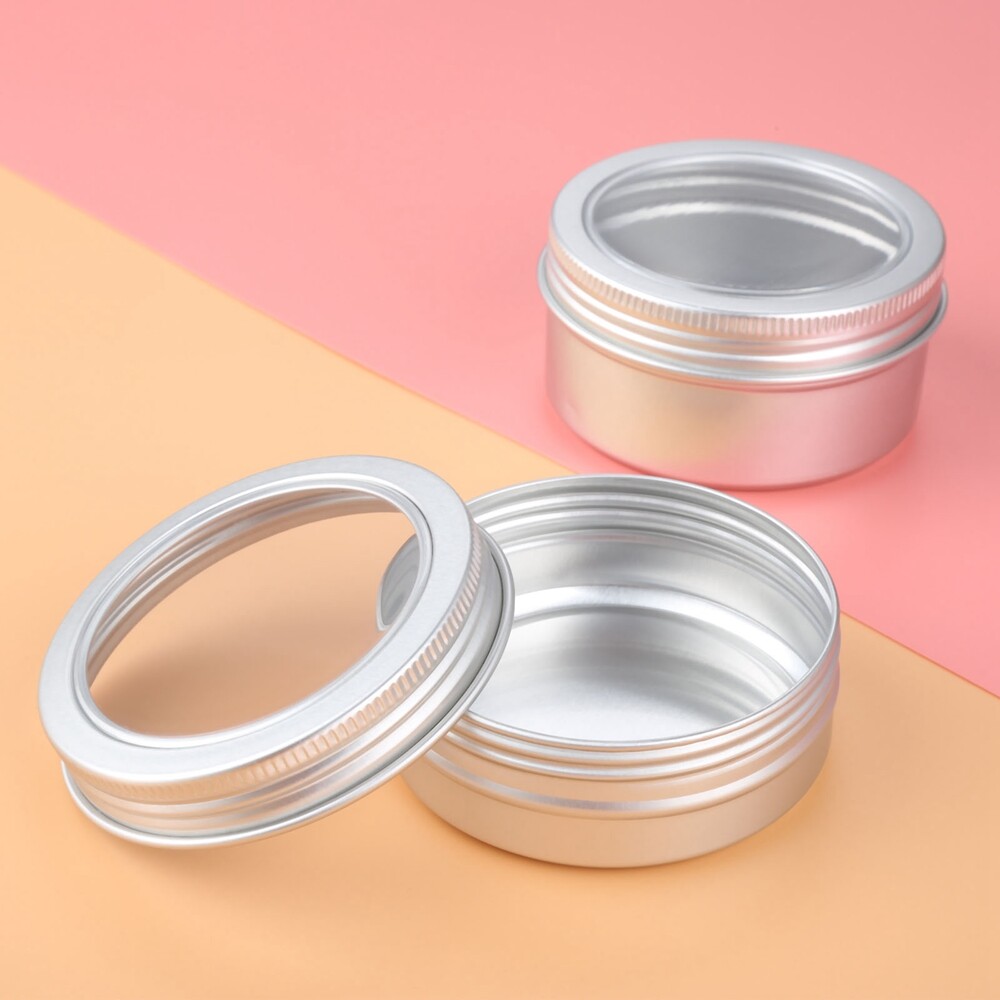 5pcs Cosmetic Containers With Lid Travel Empty Silver 25g-100g Aluminum ...