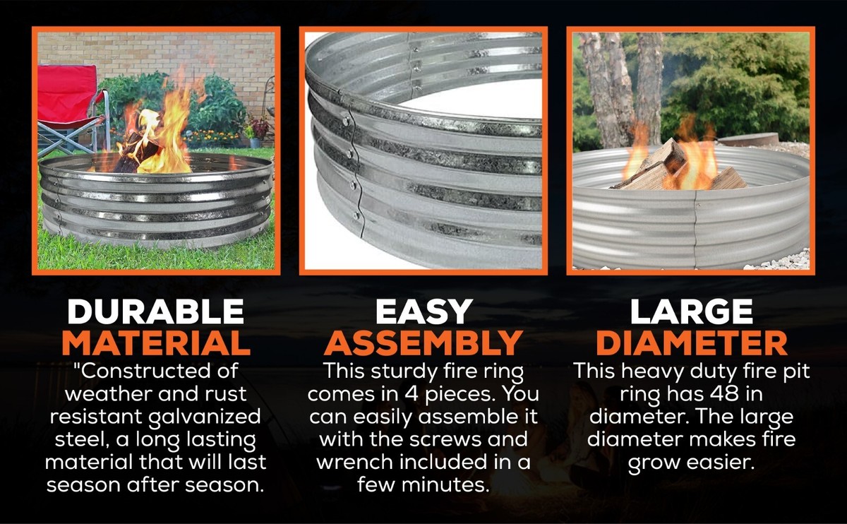 48 Galvanized Fire Rings Fire Pit Ring, 36 In | Atwoods
