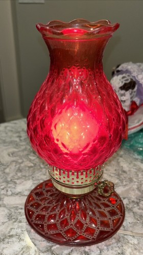 Fenton Quilted Diamond Pattern Electrified Kerosene Lamp Ruby Red | eBay