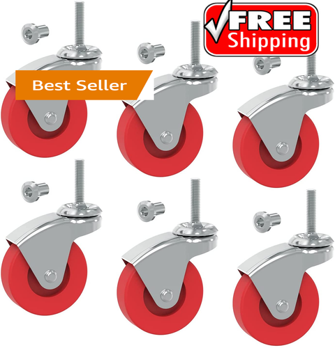 2.5 Inch Stem Caster Wheels Set of 6,Heavy Duty 360 Degree Swivel Stem ...
