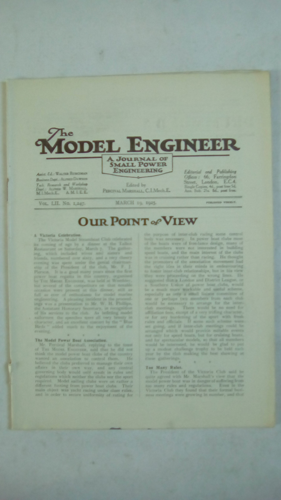The Model Engineer Magazine Volume 48 - 61 May 1923 - September 1929 ...