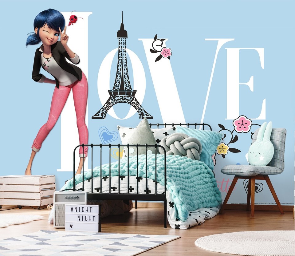 Girl bedroom Miraculous wallpaper MURAL 100x72 inch Marinette Ladybug ...