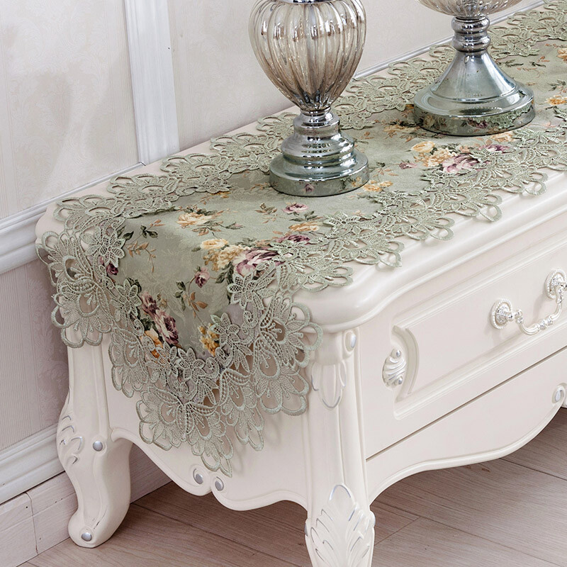 Floral Embroidery Tablecloth Table Runner Cover Mat European Style ...