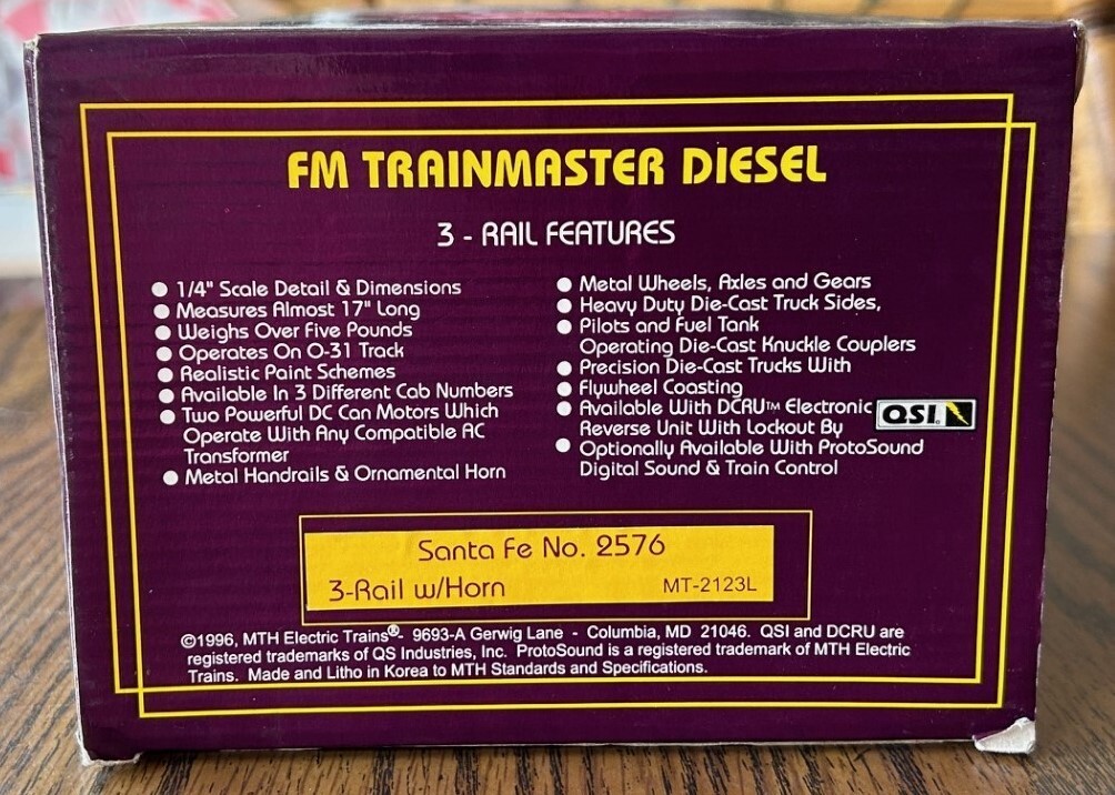 MTH MT-2123L Santa Fe FM Trainmaster Diesel Engine No. 2576 LNIB | eBay
