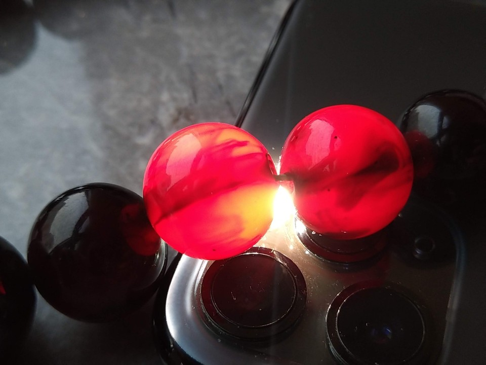 Antique Bakelite Beads Cherry Amber Faturan 101.2 grams. | eBay