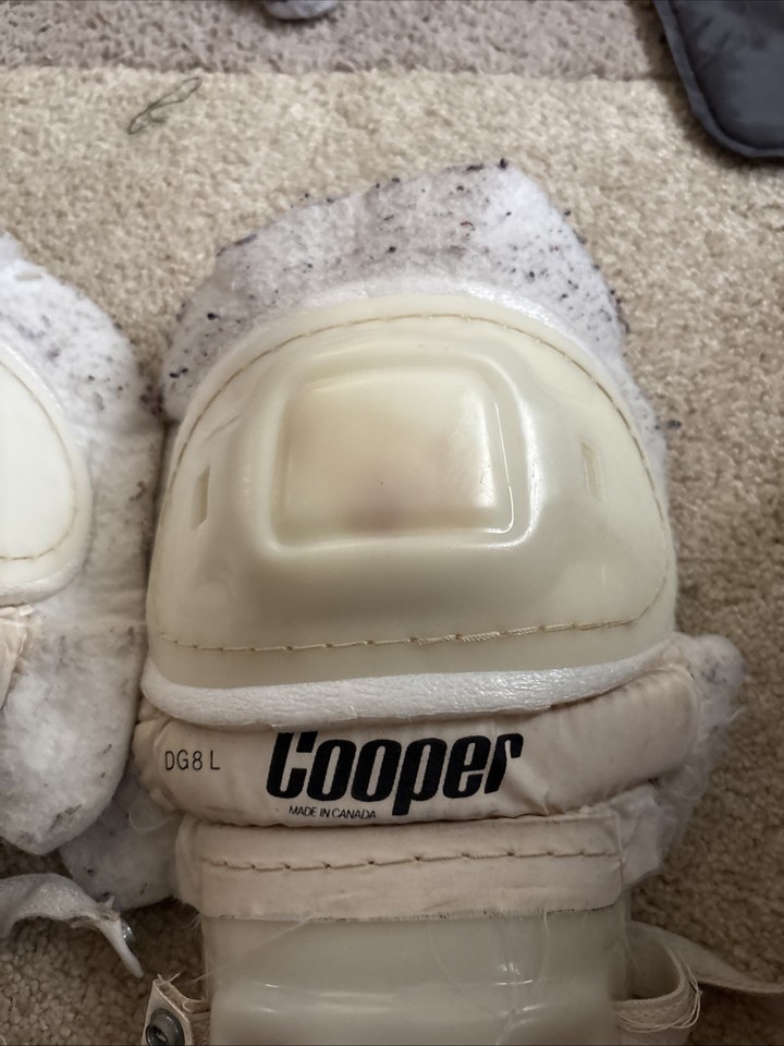 Vintage White Cooper DG8 L Ice Hockey Shin Pads | eBay