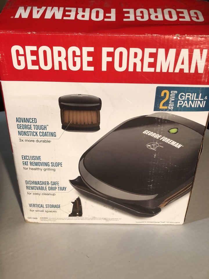 George Foreman Grill 2-Serving Grill & Panini Copper Infused Coating ...