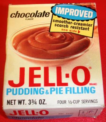 VINTAGE 1960's 1970's JELL-O PUDDING & PIE FILLING Chocolate Full Box ...