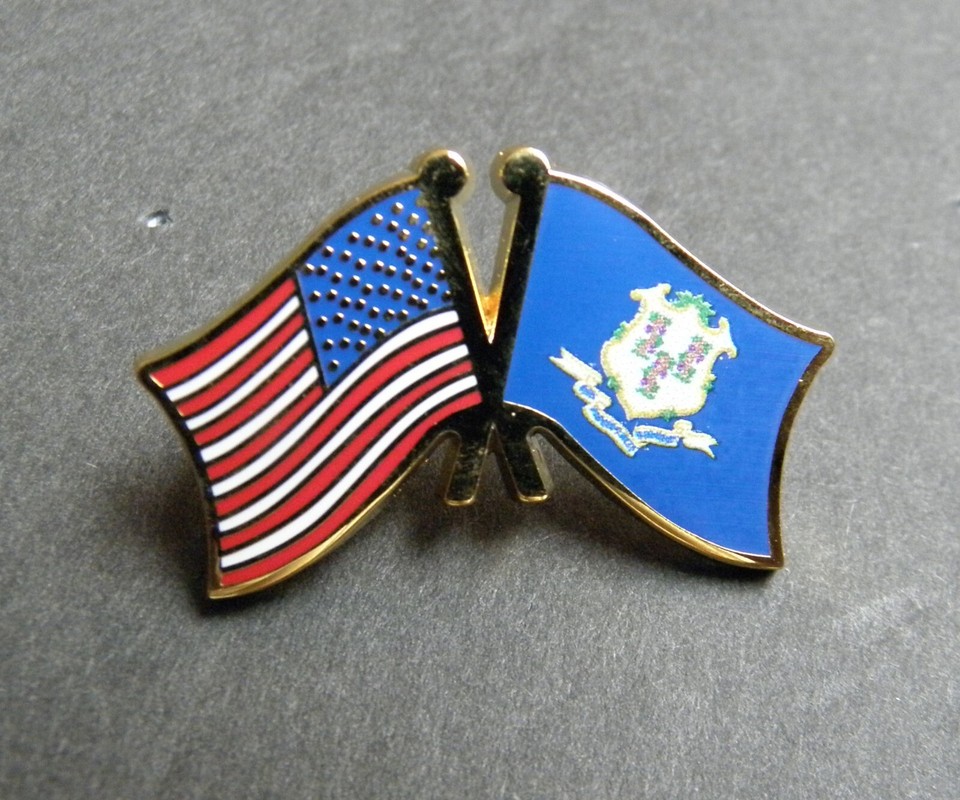 CONNECTICUT US STATE COMBO FLAG LAPEL PIN badge 1 inch Enamel and ...