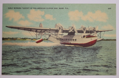 Early Morning Take Off Pan American Clipper Ship Miami Florida Vintage ...