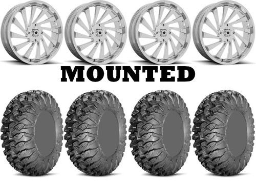 Kit 4 EFX MotoClaw Tires 33x10-18 on MSA M46 Blade Chrome Wheels H700 ...