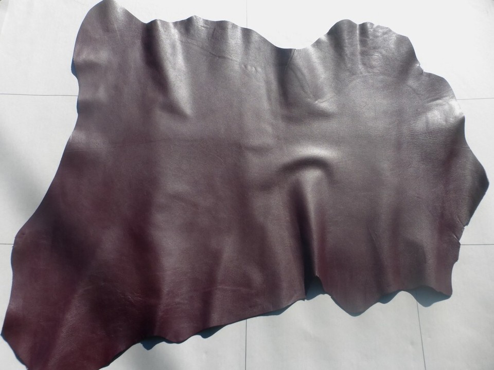 Goatskin leather hide Dk Burgundy full bodied Light Pebble Texture ...