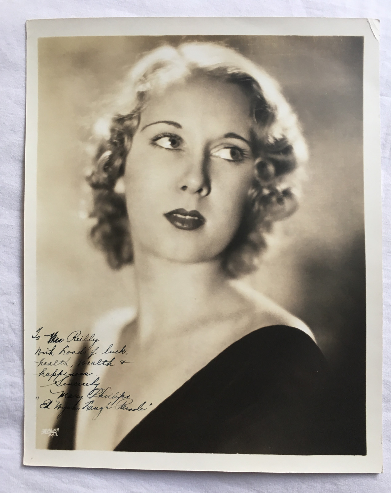 ORIGINAL MARY PHILIPS AUTOGRAPH SIGNED 8x10 1930s WARDROBE MISTRESS ...