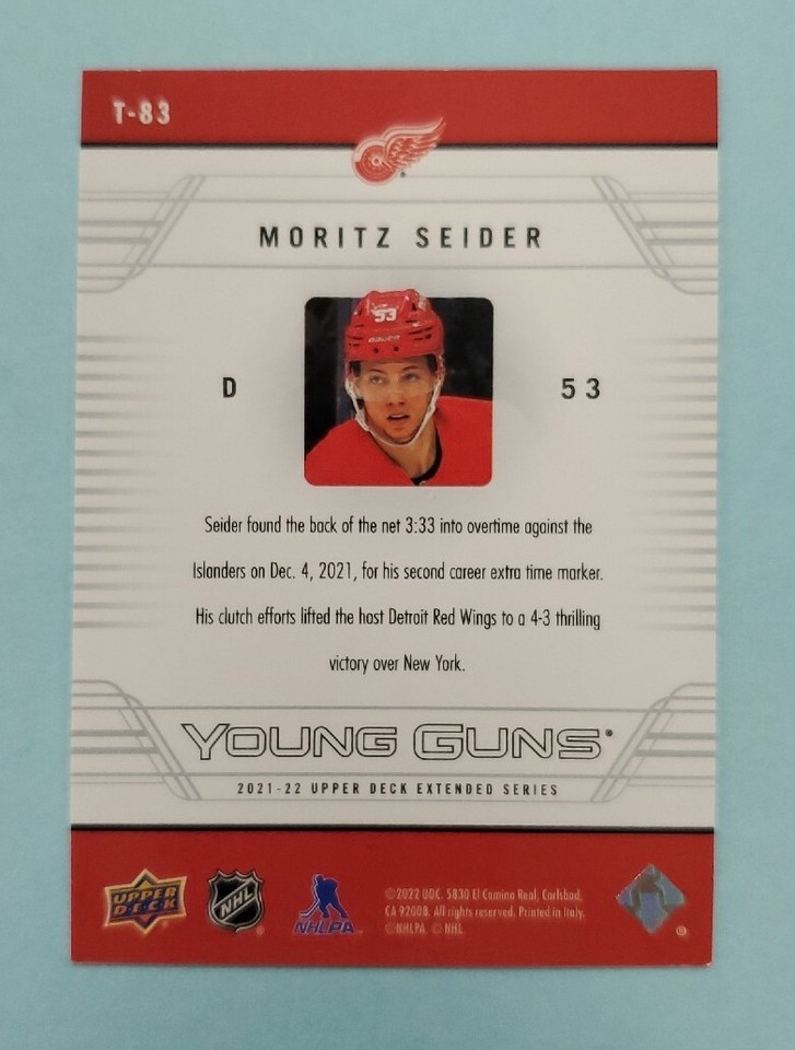 2021/22 Upper Deck Extended Moritz Seider Retro Young Guns Rookie RC #T ...