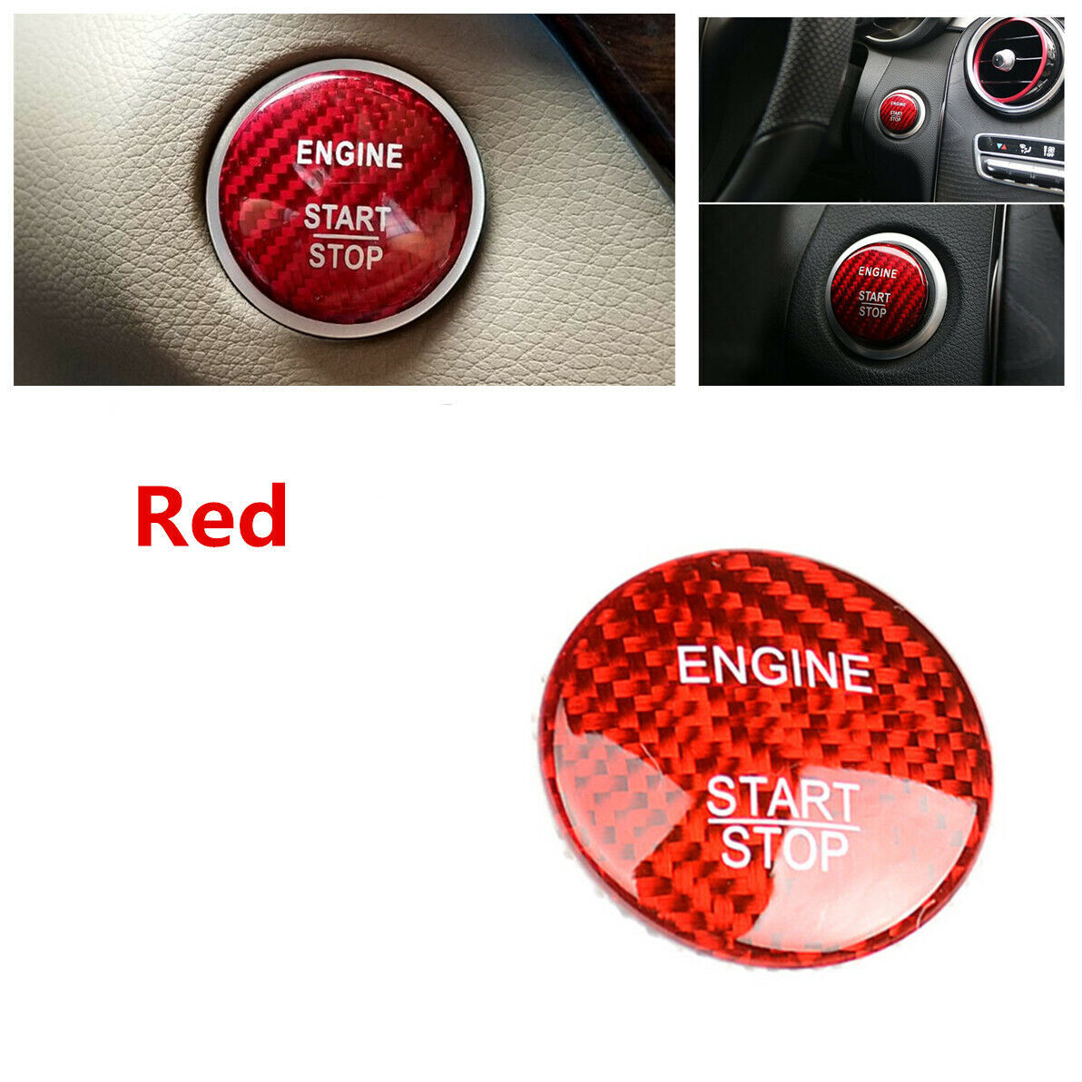 Car Engine Start Stop Button Sticker Set Red For Mercedes Benz C Class ...