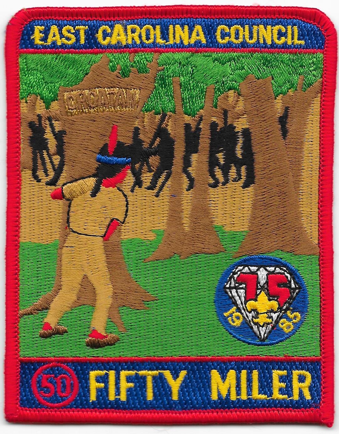 1985 Fifty Miler Trek - Trail Patch East Carolina Council Boy Scouts of ...