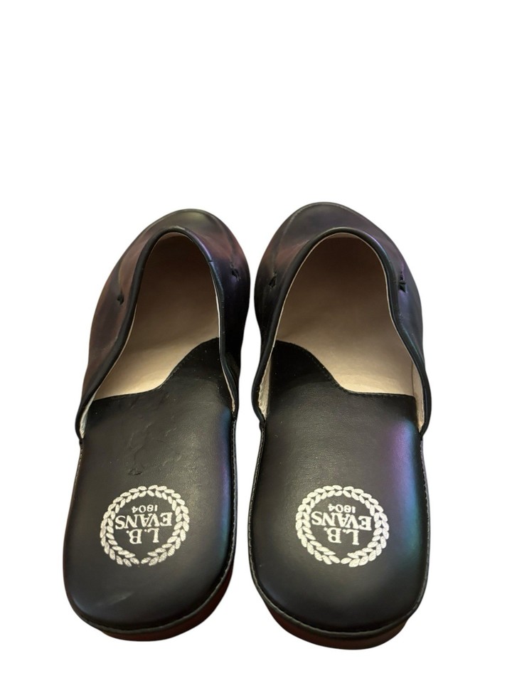 L.B. EVANS DUKE SCUFF GENUINE LEATHER SMOKING SLIPPERS BLACK MENS SZ 10 ...