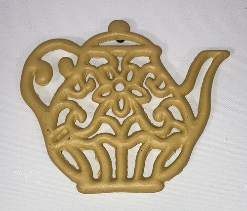 2009 WMG Footed Cast Iron Yellow Tea Pot Trivet | eBay
