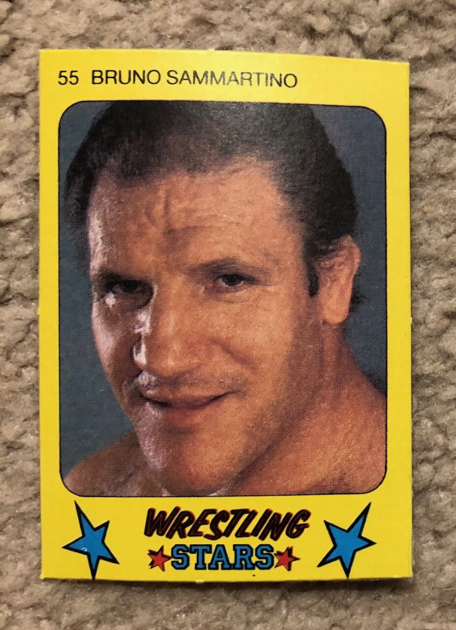 1986 Monty Gum WWF Wrestling Stars #55 Card BRUNO SAMMARTINO Blank Back ...