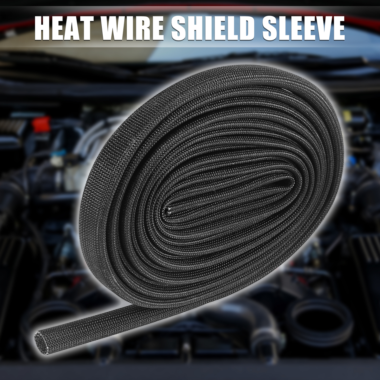 Car Heat Wire Shield Sleeve Heat High Temp Shield 10ft 8mm 3/16" Black ...