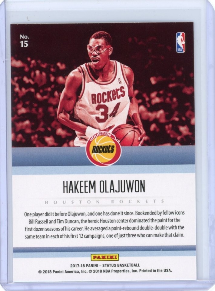 2017-18 Panini Status Hakeem Olajuwon Symbols Insert - Houston Rockets ...