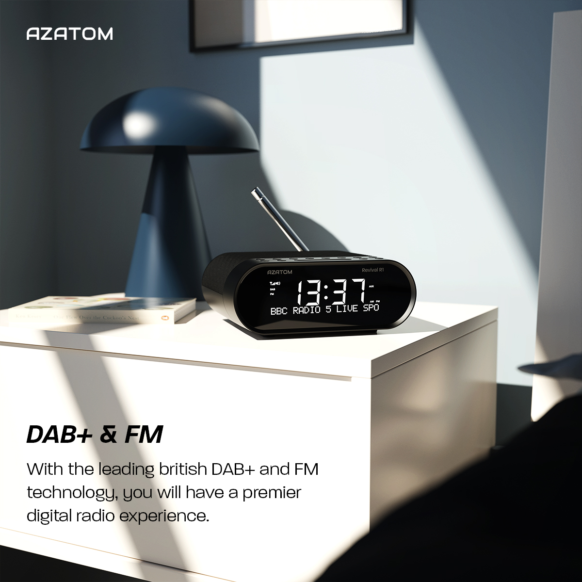 Azatom DAB FM Radio Clock Alarm Speaker with Bluetooth USB charger ...
