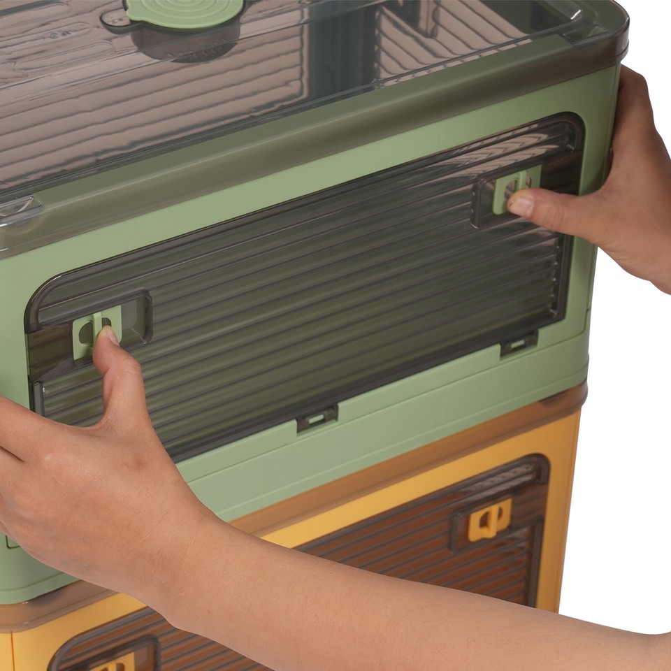 Foldable Plastic Storage Bin Stackable Storage Box Storage Box Yellow ...