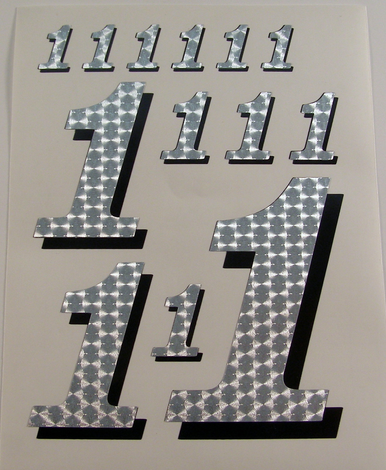 Racing Numbers Number 1 Decal Sticker Pack Silver Black 1/8 1/10 RC ...