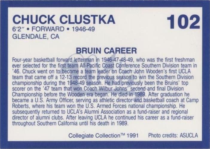 1990-91 Collegiate Collection UCLA Bruins 150 Card Alumni Set - Chuck ...