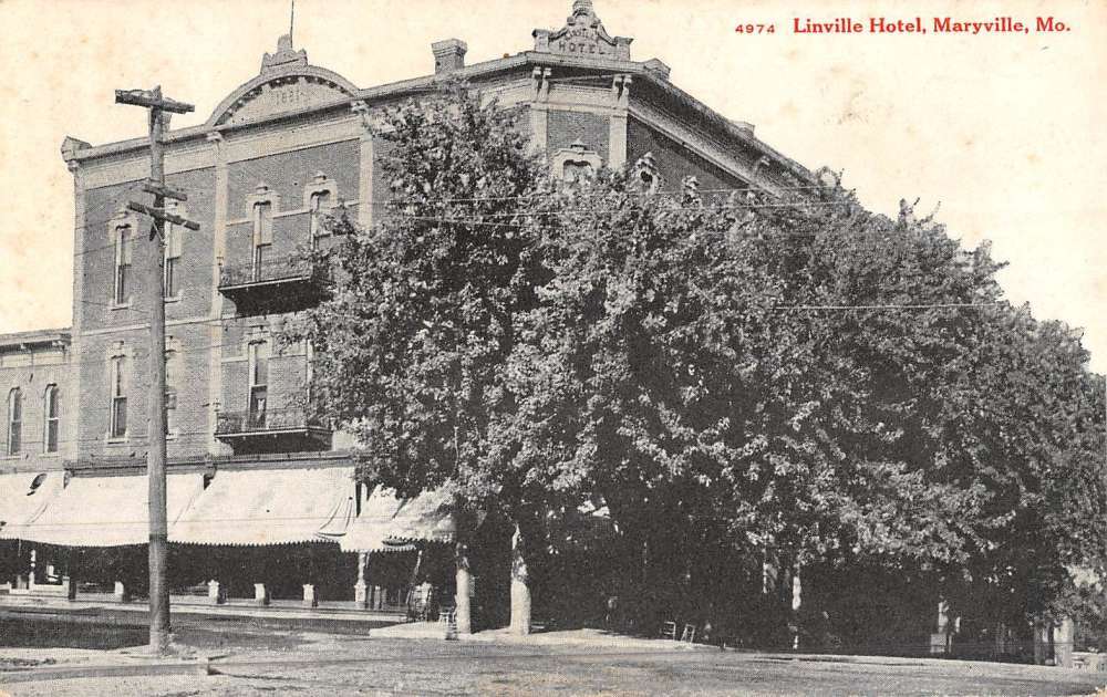 Maryville Missouri Linvolle Hotel Street View Antique Postcard K46674 ...
