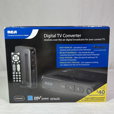 NEW RCA Digital-to-Analog TV Converter Box DTV Tuner W/ Remote & Cables ...